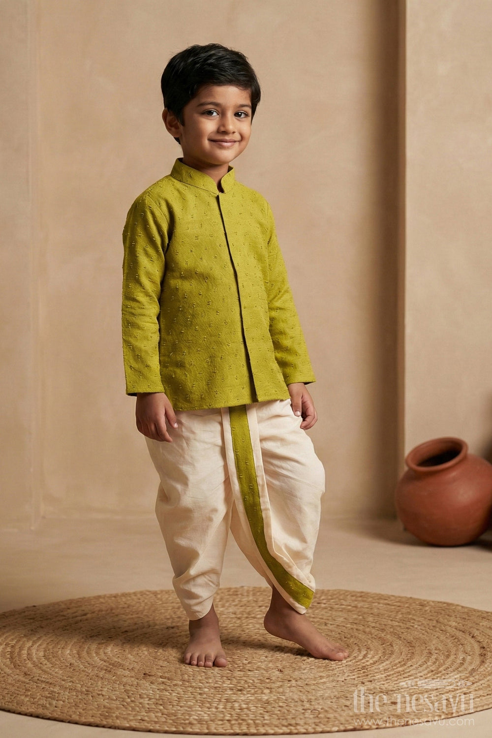 Nesavu boys cotton dhoti kurta set pujas rituals cultural school ...