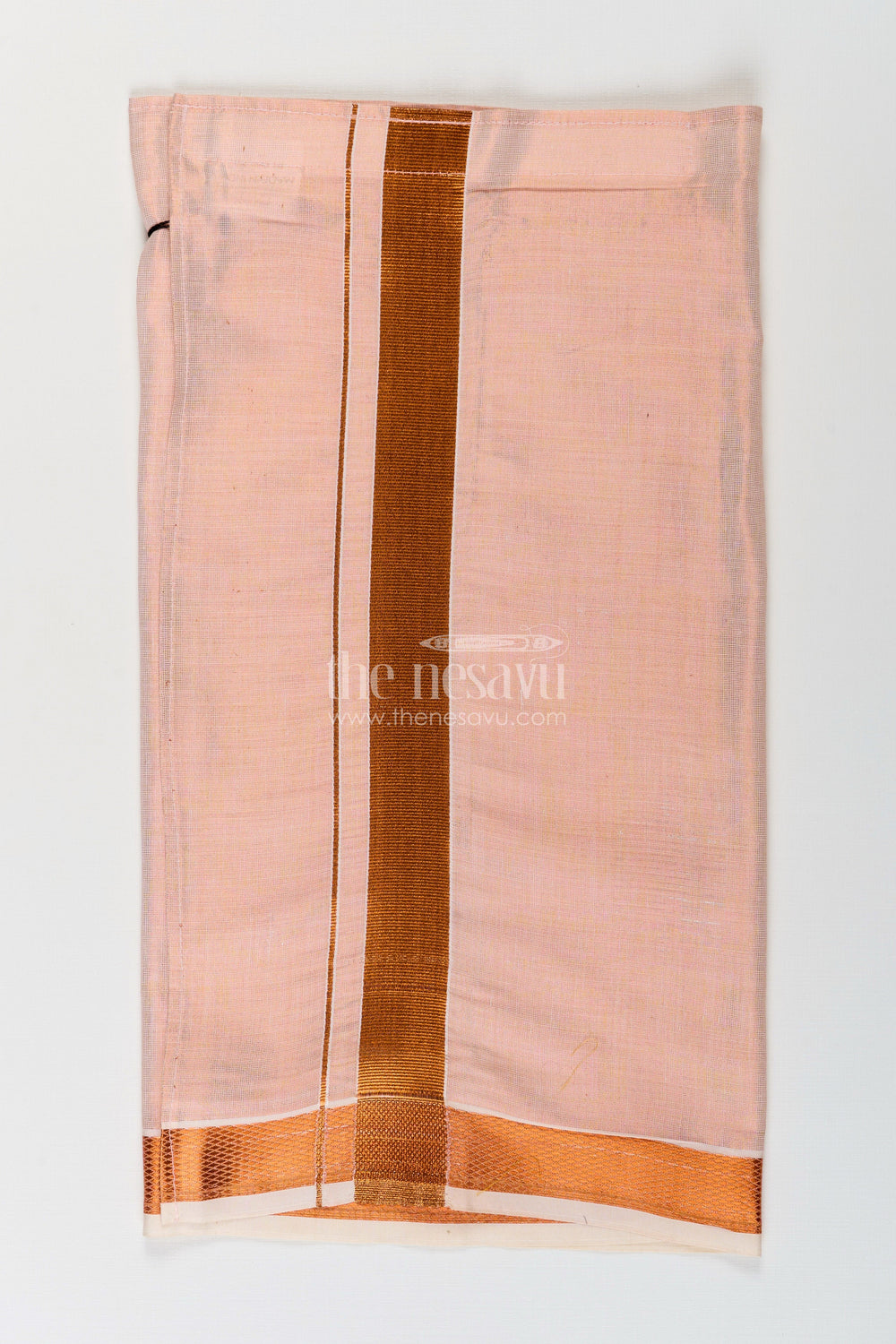 Boys Adjustable Dhoti Peach Tissue Copper Zari Border Traditional ...