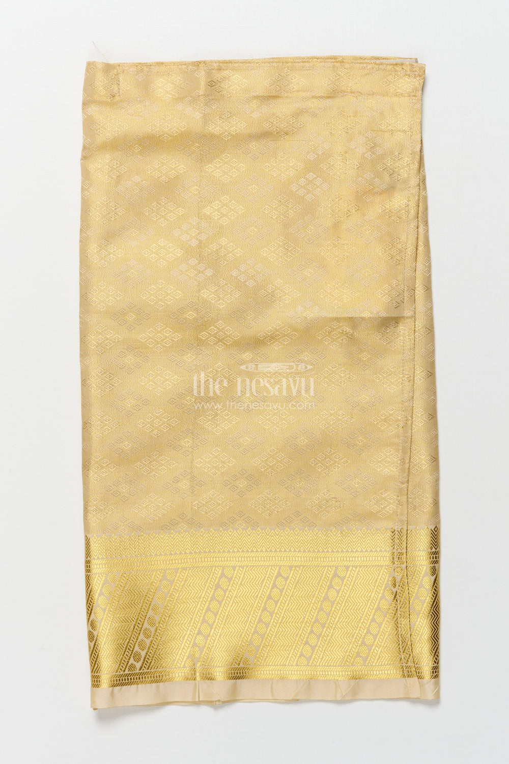 Nesavu boys traditional embossed tissue vesti zari border festive ...