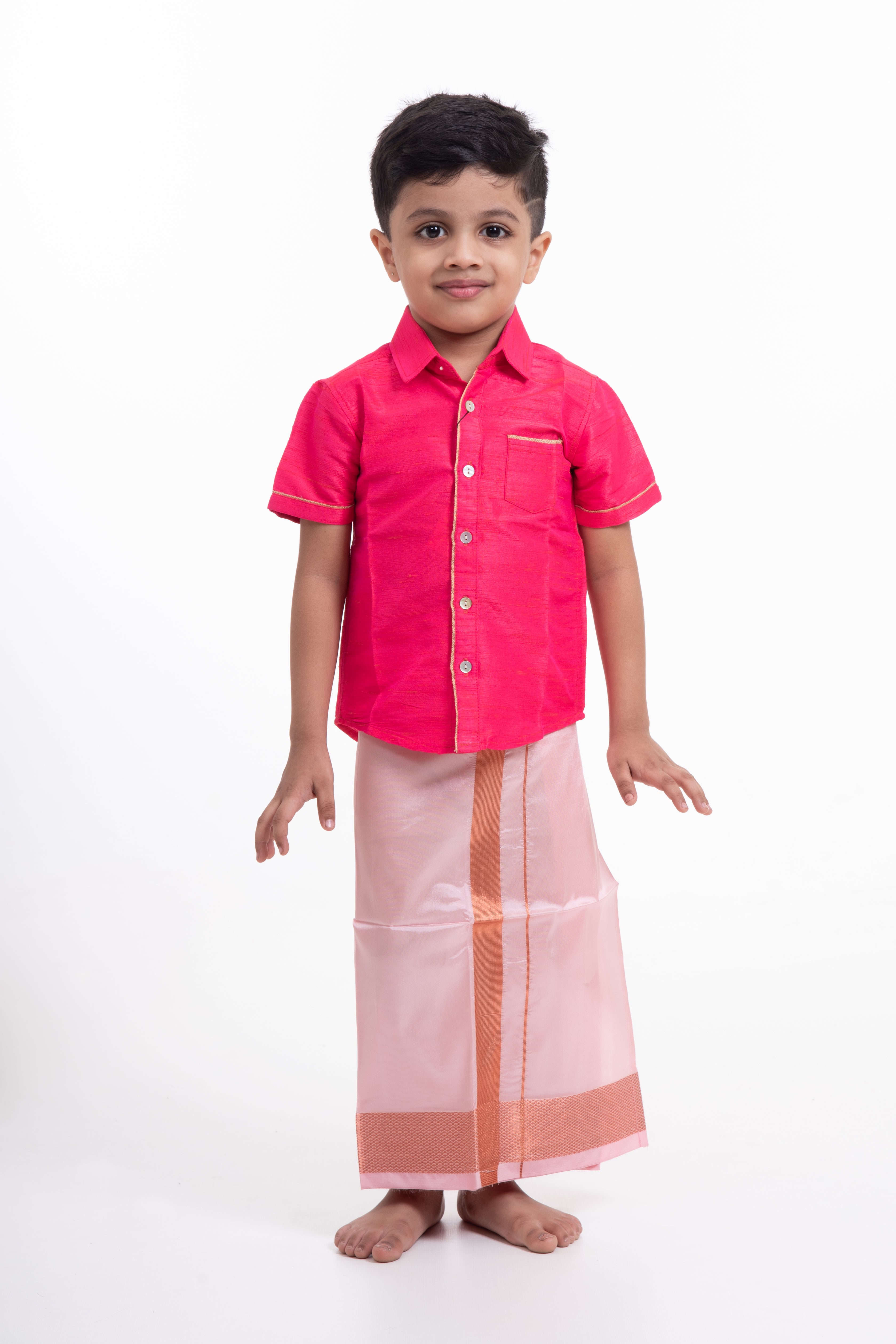 Peach Boys Dhoti with Copper Detailing | Elegant Traditional Festival ...