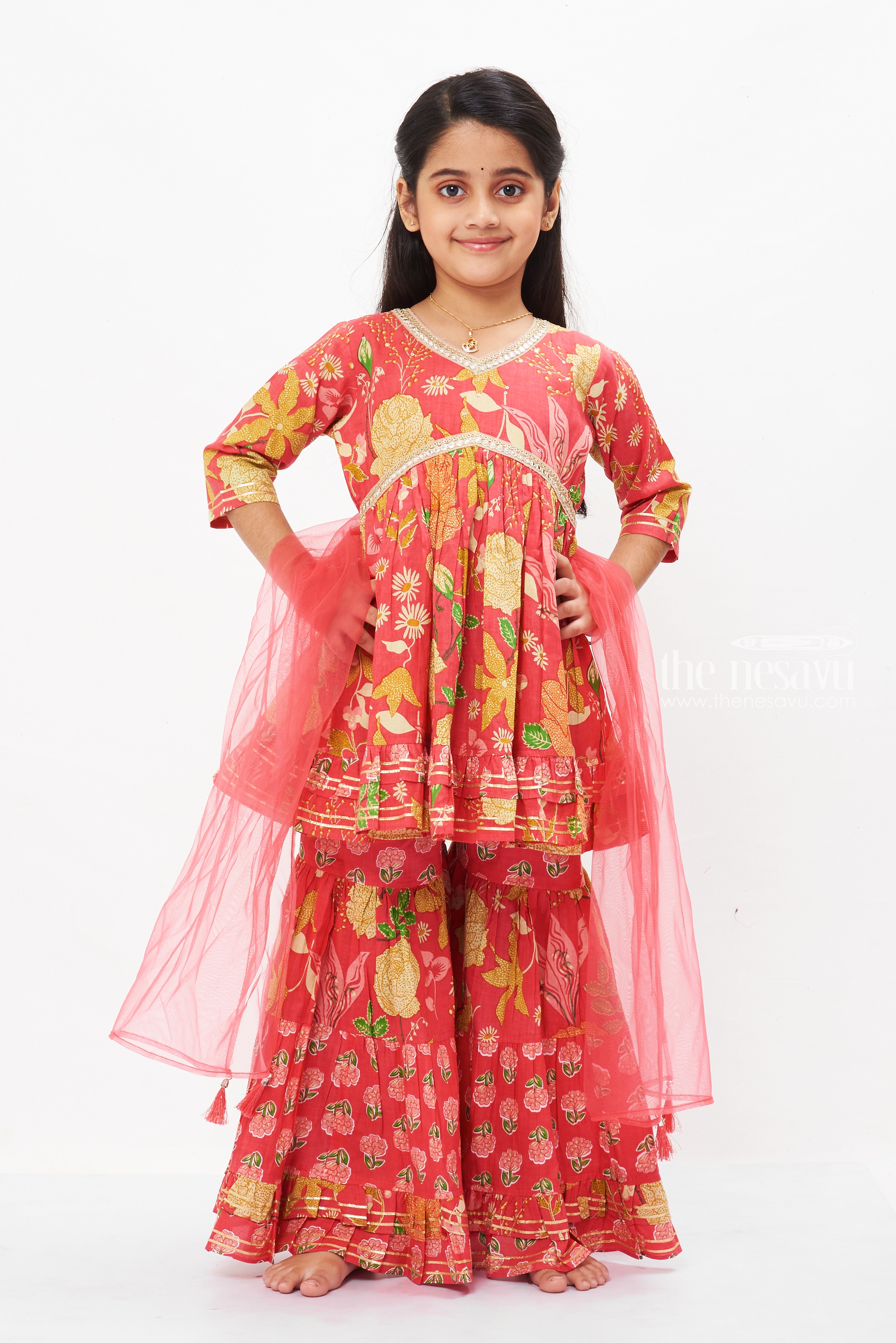 Shop Enchanted Pink Floral Sharara for Girls | Ideal for Festive ...