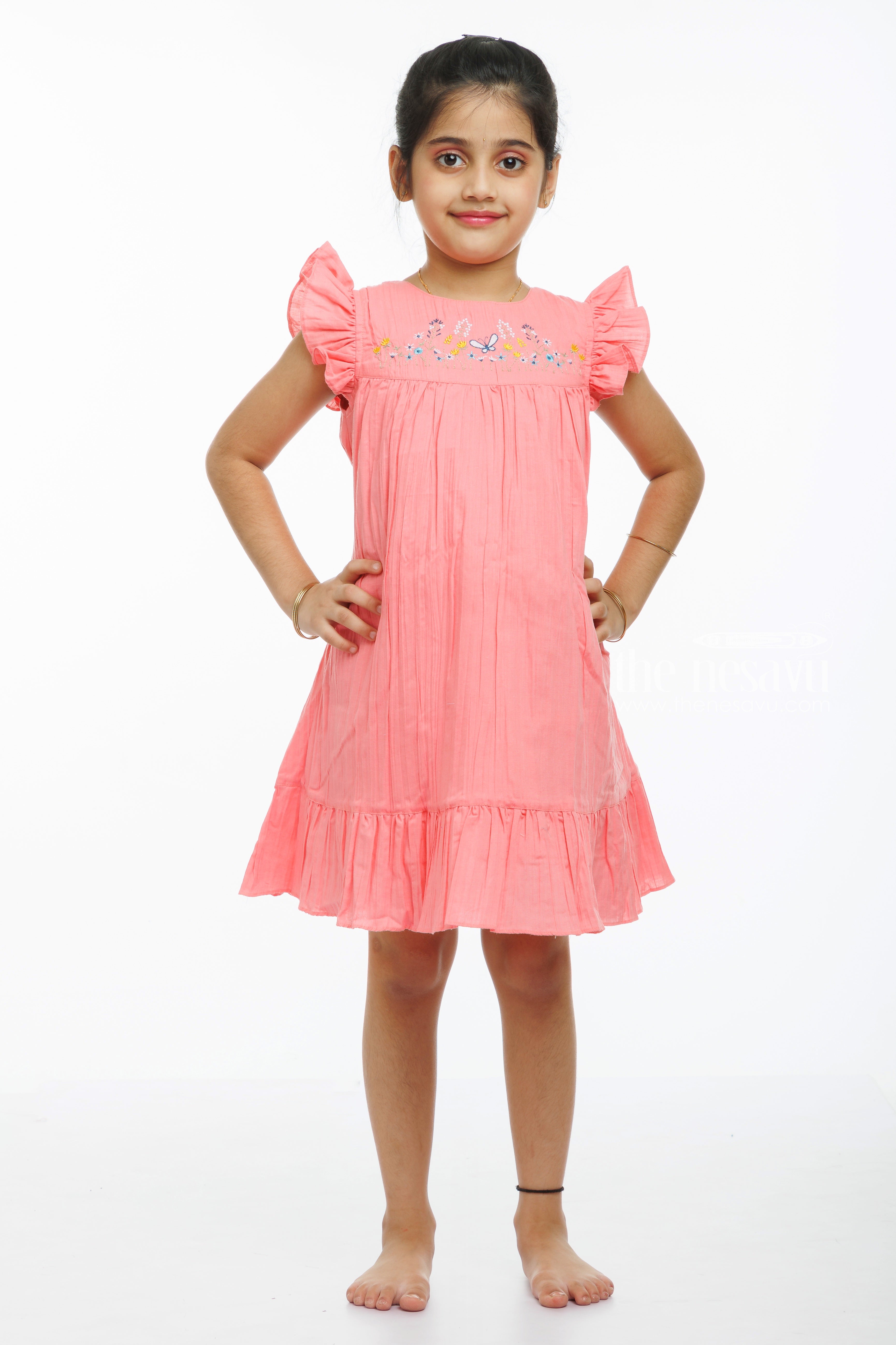Elegant Pink Embroidered Cotton Maxi Dress for Girls | Summer Dress ...