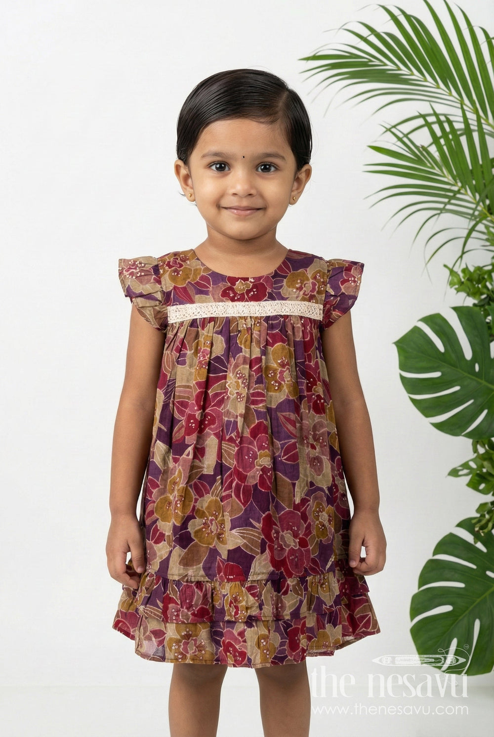 Nesavu Girls Latest New Frock Design Modal Silk Floral Digital Print ...