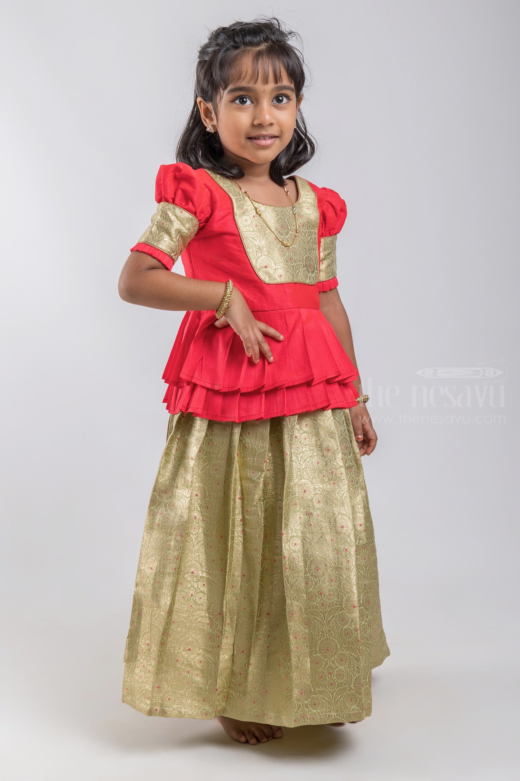 Traditional Pattu Pavadai | Premium Banaras Silk | The Nesavu – The Nesavu