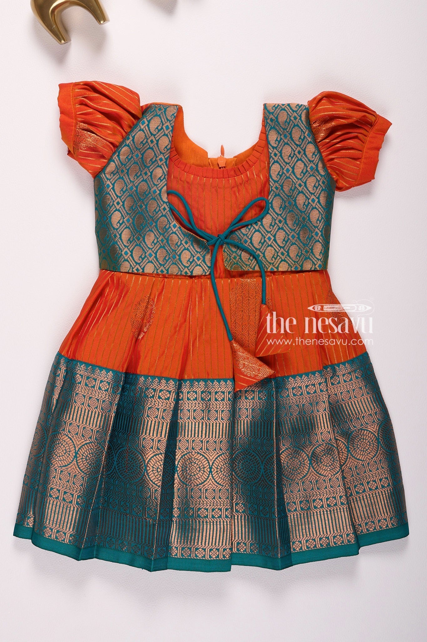 Little Girls Kanchivaram Silk Frock - Perfect for Thottil Ceremony ...