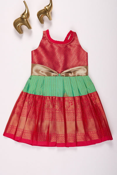 South Indian Kanchipuram Ethnic Pattu Frocks Silk Gown Online | Nesavu ...