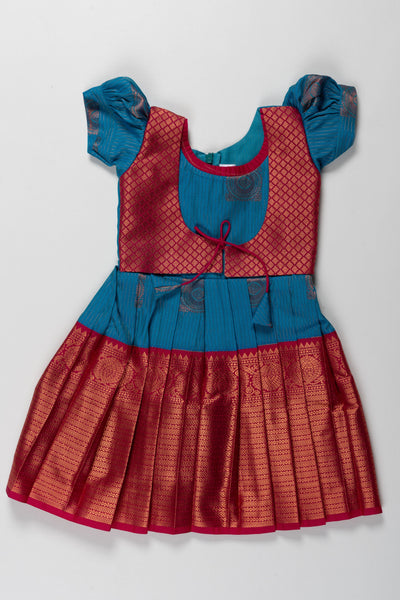 South Indian Kanchipuram Ethnic Pattu Frocks Silk Gown Online | Nesavu ...