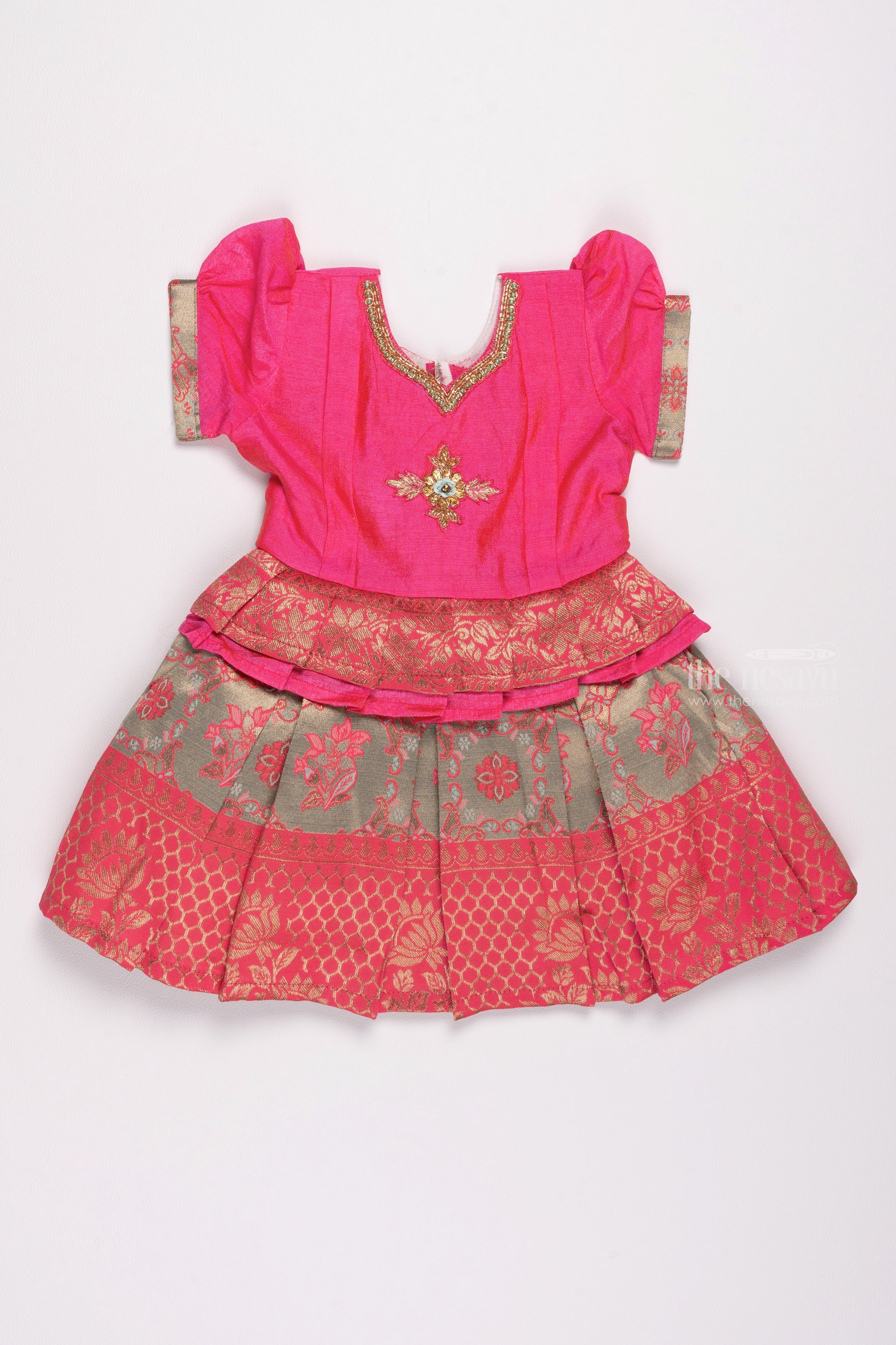 Zari Embroidered Silk Designer Frocks for Girls | Premium Silk Frock ...