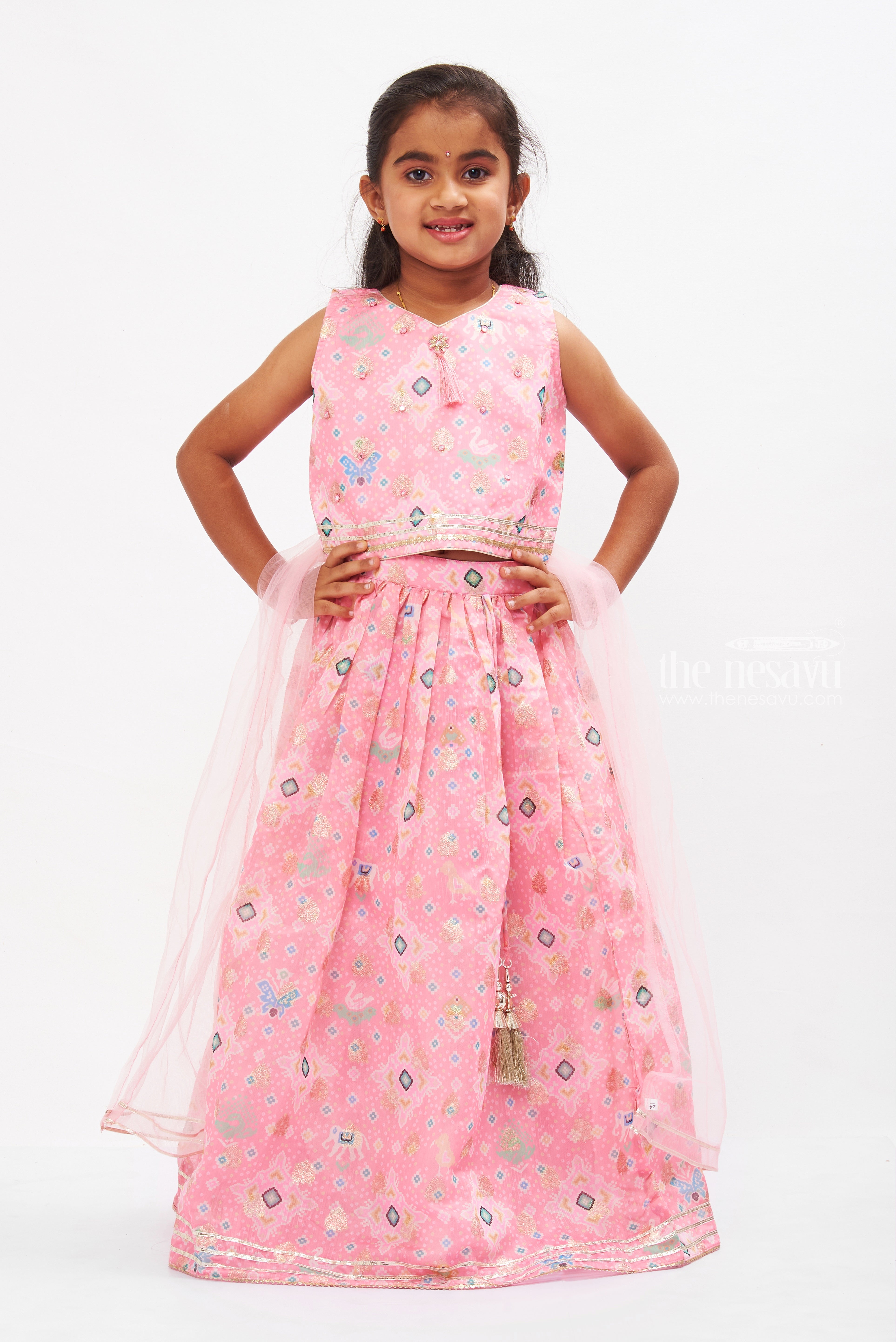 Girls Pink Silk Lehenga Choli | Designer Kids Ethnic Wear | Festive ...