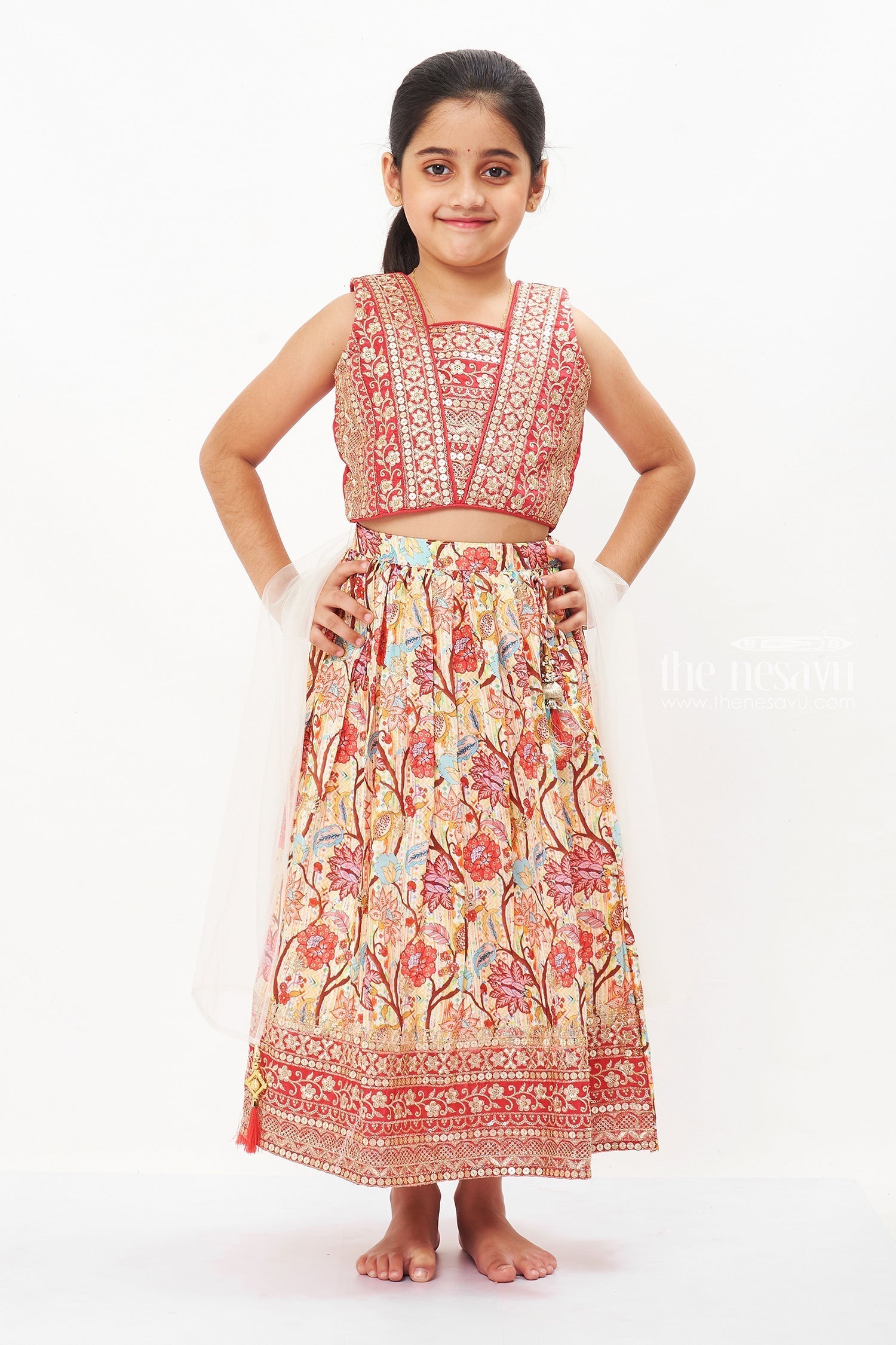 Girls Ruby Red Ghagra Choli | Traditional Elegance with a Modern Flair ...