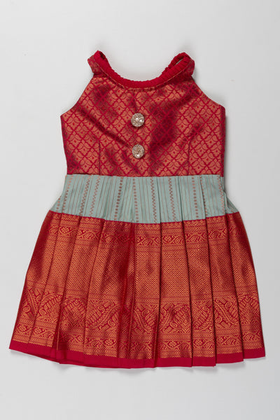 South Indian Kanchipuram Ethnic Pattu Frocks Silk Gown Online | Nesavu ...