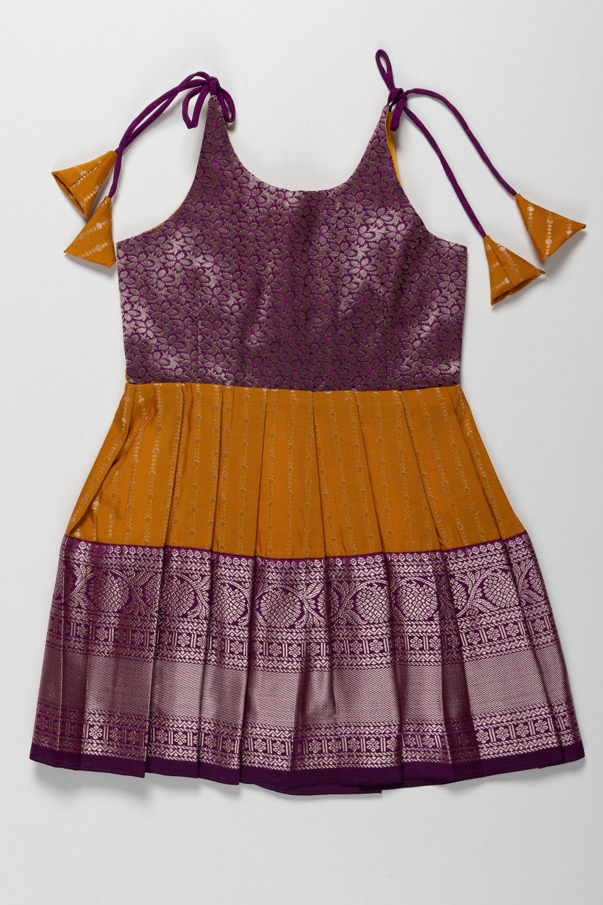 Silk TieUp Frock for Girls Banarasi Pattu Saree Design | The Nesavu ...