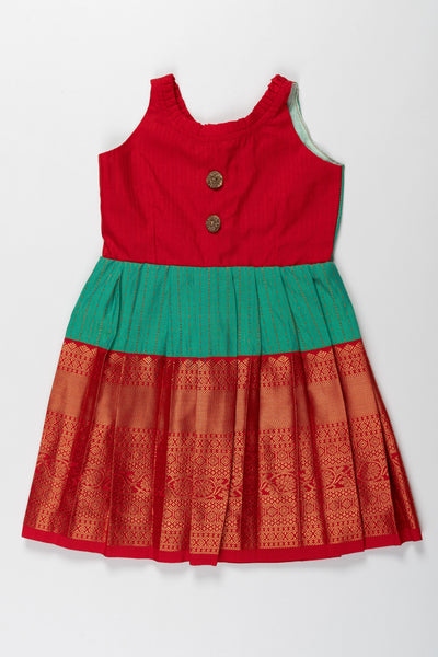 South Indian Kanchipuram Ethnic Pattu Frocks Silk Gown Online | Nesavu ...