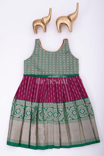 South Indian Kanchipuram Ethnic Pattu Frocks Silk Gown Online | Nesavu ...