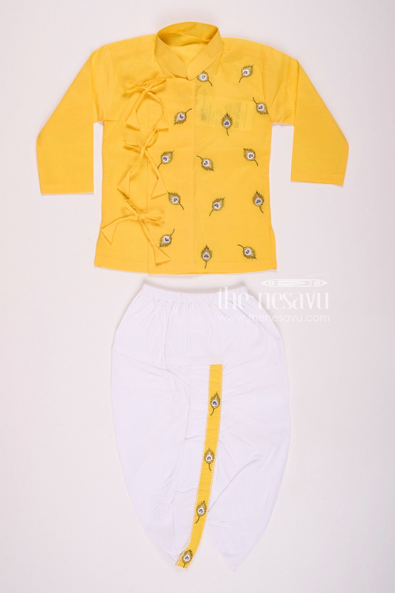 Traditional Yellow Krishna Jayanthi Baby Kurtha with Dothi Pant Set ...